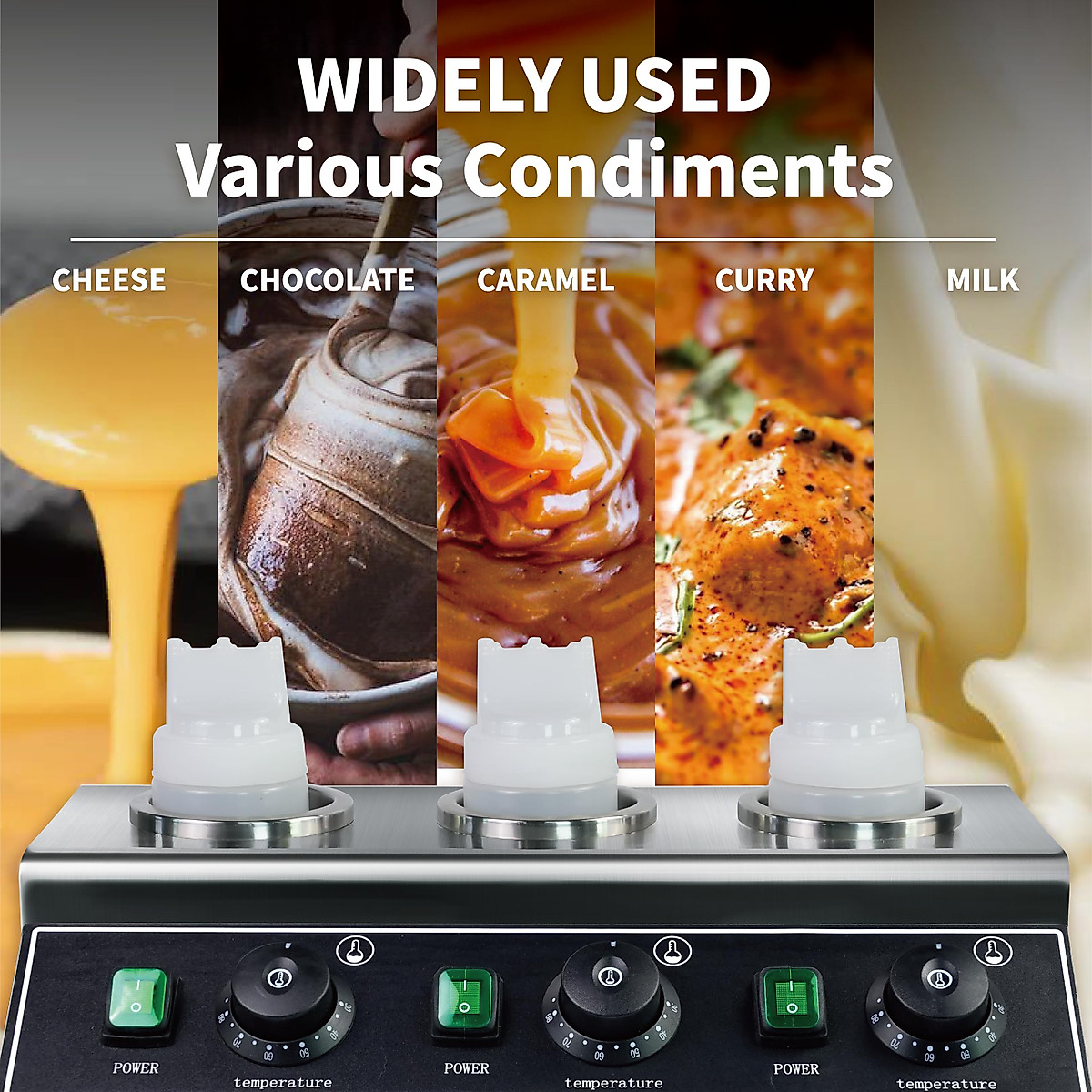 Generic Electric Sauce Warmer Dispenser Commercial Hot Fudge Sauce Bottle Warmer Nacho Cheese Warmer Dispenser with 650ml Bottles 30-85℃ Adjustable, Silver