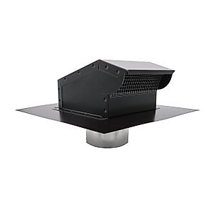 RDP Rooftop Exhaust Vent Cap with Damper and Bottom Extension (10 Inch, Black)