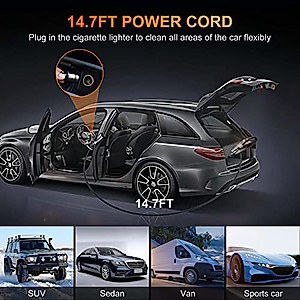 Car Vacuum Cleaner High Power,Yyton Portable Handheld Vacuum Cleaner up to 8000PA/120W/DC12V,Vacuum Cleaner with LED Light and Mutiple Accessories for Car Interior Cleaning Black