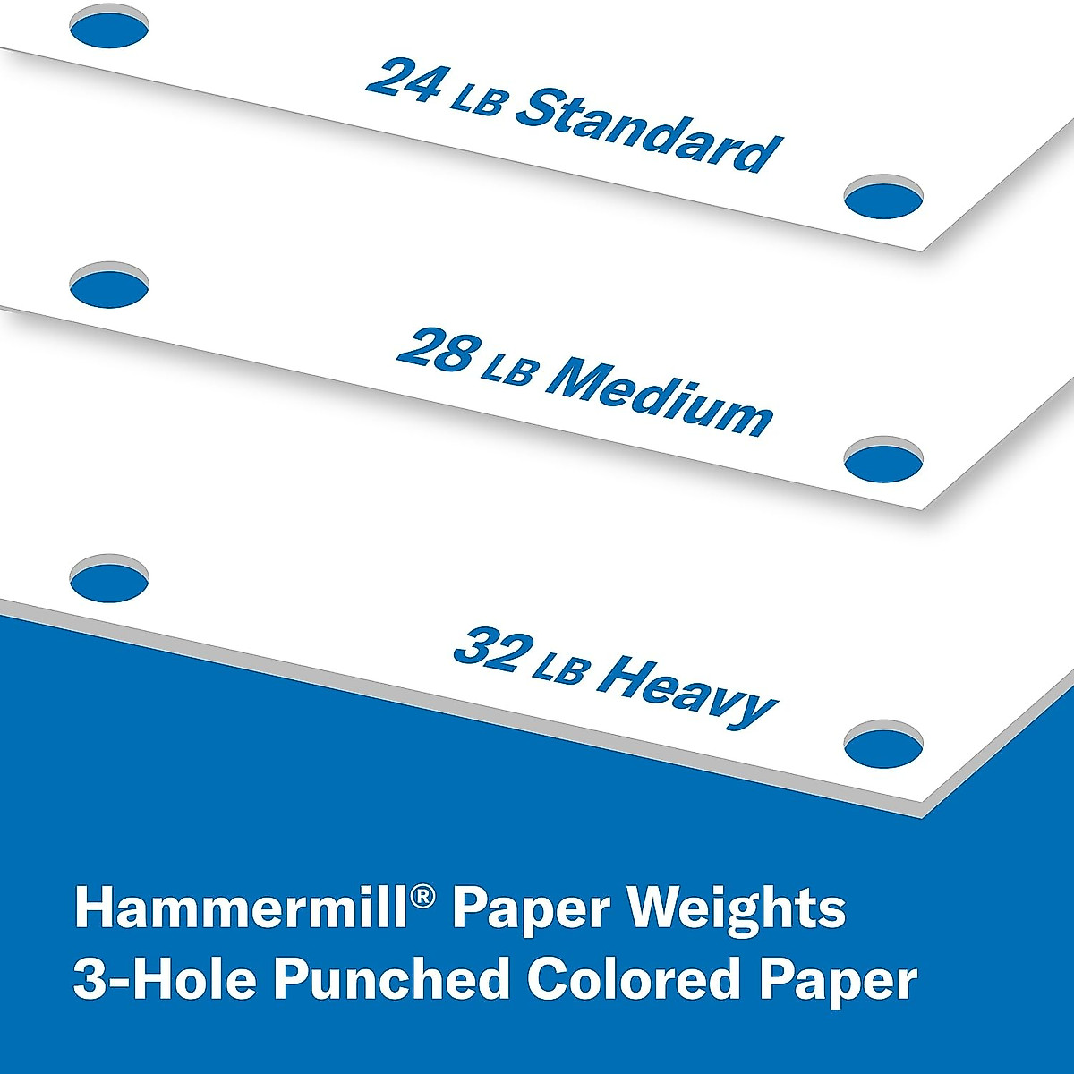 Hammermill Premium Laser Print 8.5-inch x 11-inch 3-Hole Punched Multipurpose Paper, 24 lbs., 98 Brightness, 500 Sheets/Ream (107681)