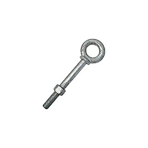 Indusco 36500106 Steel Eyebolt, Not For Lifting, Galvanized Finish, 24" Length, Threads, Imported
