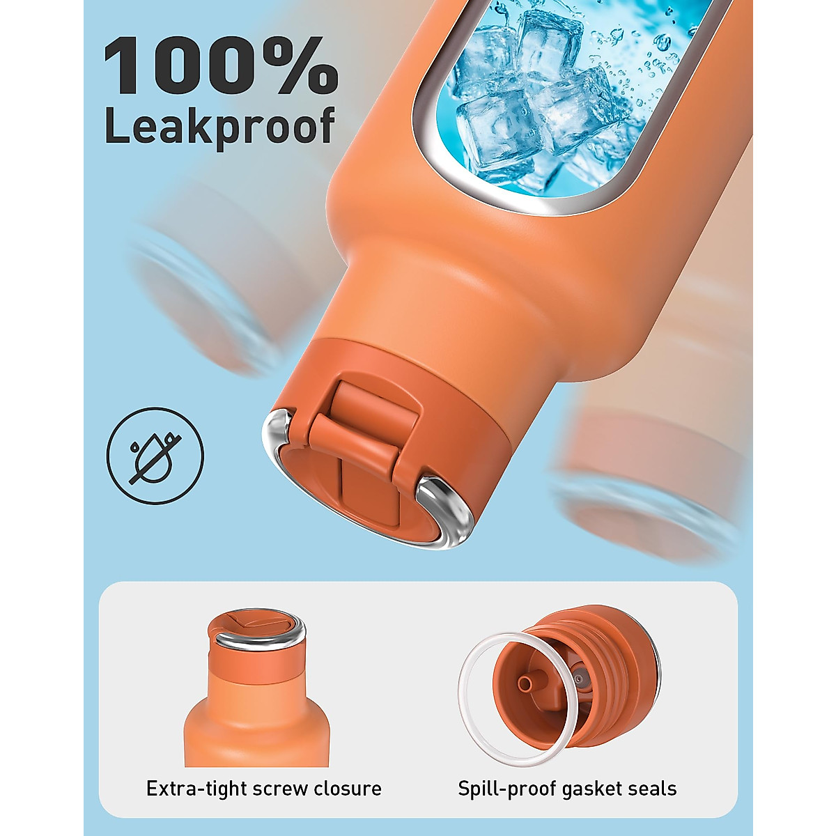 TOURIT 20oz Insulated Stainless Steel Water Bottle with Straw & Handle, Double Wall Vacuum Leakproof BPA-Free Thermos for Sports Travel, Pink