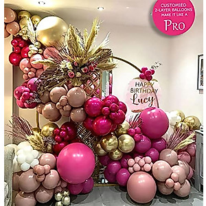 Kozee barbie Pink Double-Stuffed Hot pink Balloons different sizes 52 PACK 18+10+5 inch balloon Garland kit For Wedding Birthday baby shower anniversary decorations (Hot Pink)