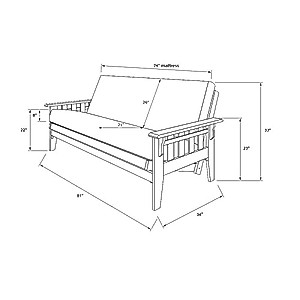 Pemberly Row Wood Futon Frame with Storage in Rustic Walnut Brown