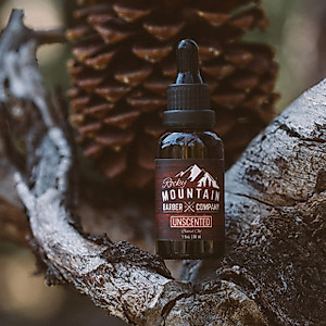 Rocky Mountain Barber Company Men’s Unscented Beard Oil - Featuring Grapeseed Oil, Coconut Oil, Argan Oil and No Added Scent