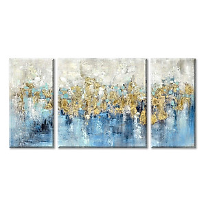 Abstract Canvas Artwork Modern Painting: Gleaming Gold Picture on Canvas for Home Wall Art Decor