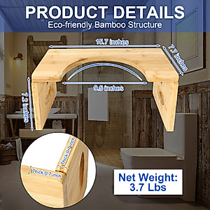 Toilet Stool,7 Inches Foldable Bamboo Squat Poop Stool for Children Adults Seniors,Ergonomic Design for Comfortable Squatting,Sturdy Potty Stool for Bathroom Toilet.