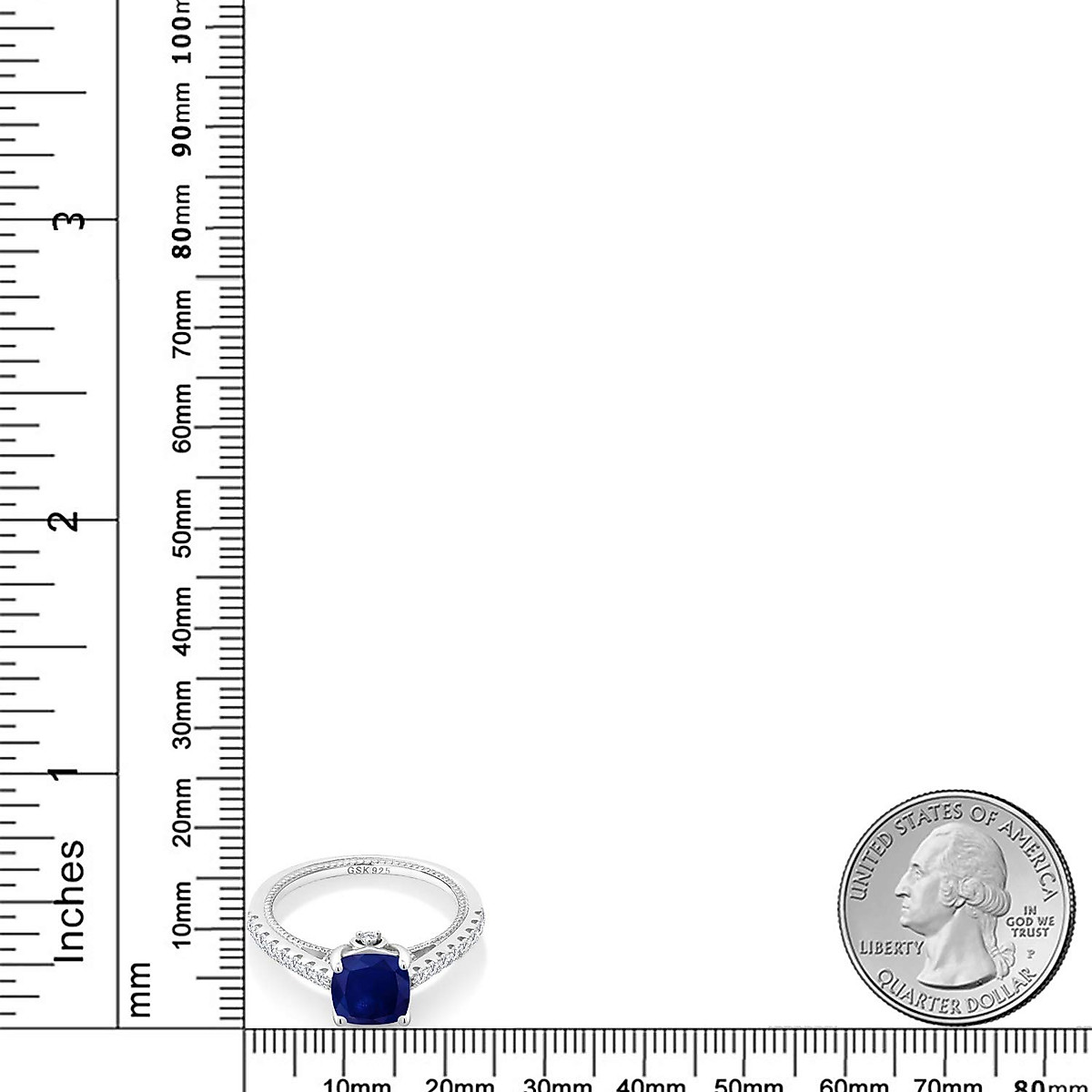 Gem Stone King 925 Sterling Silver Cushion 7MM Gemstone Birthstone and White Created Sapphire Engagement Ring | Wedding Engagement Anniversary Promise Ring For Women