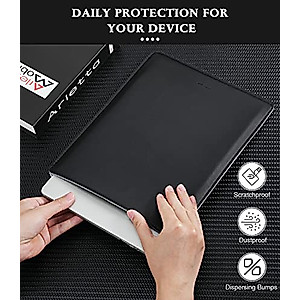 MoKo Laptop Sleeve Compatible with 13.3 MacBook Air Pro, iPad Air/Pro 13 inch, Surface Pro 9/8, PU Leather Notebook Briefcase Carrying Bag Slim Stylish Case Pouch, Black