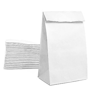 Paper Lunch Bags 50 Count Large White Lunch Bags Kraft White Paper Bags 8LB White Lunch Sacks Strong for Small Business
