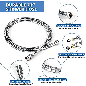 TEYOON 5-mode Handheld Shower Head with 6 ft. Stainless Steel Hose and Adjustable Bracket, Premium Chrome