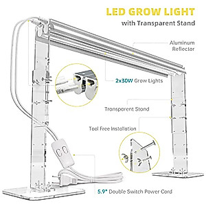 Grow Light with Plant Stand, 2FT T5 Grow Lights for Seed Starting, 30W Full Spectrum Plant Light for Indoor Plants, Height Adjustment, Indoor Garden with LED Grow Light by Bstrip