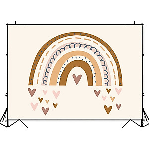 Batt Boho Rainbow Backdrop 1st Birthday for Kids Theme Baby Shower Neutral Gender Reveal Banner Background Photography Happy (5x3ft)