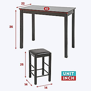 Best Home Product 3 Piece Dining Room Table Set Dining Table Set Modern Kitchen Table Set with 2 Faux Leather Bar Stools Dining Room Furniture for Home Kitchen,Living Room Use,Brown