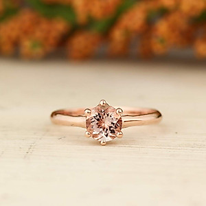 GNGJewel Morganite Collection Natural 6mm Round Moragnite Solitaire Engagement Ring in 10K Rose Gold (7)