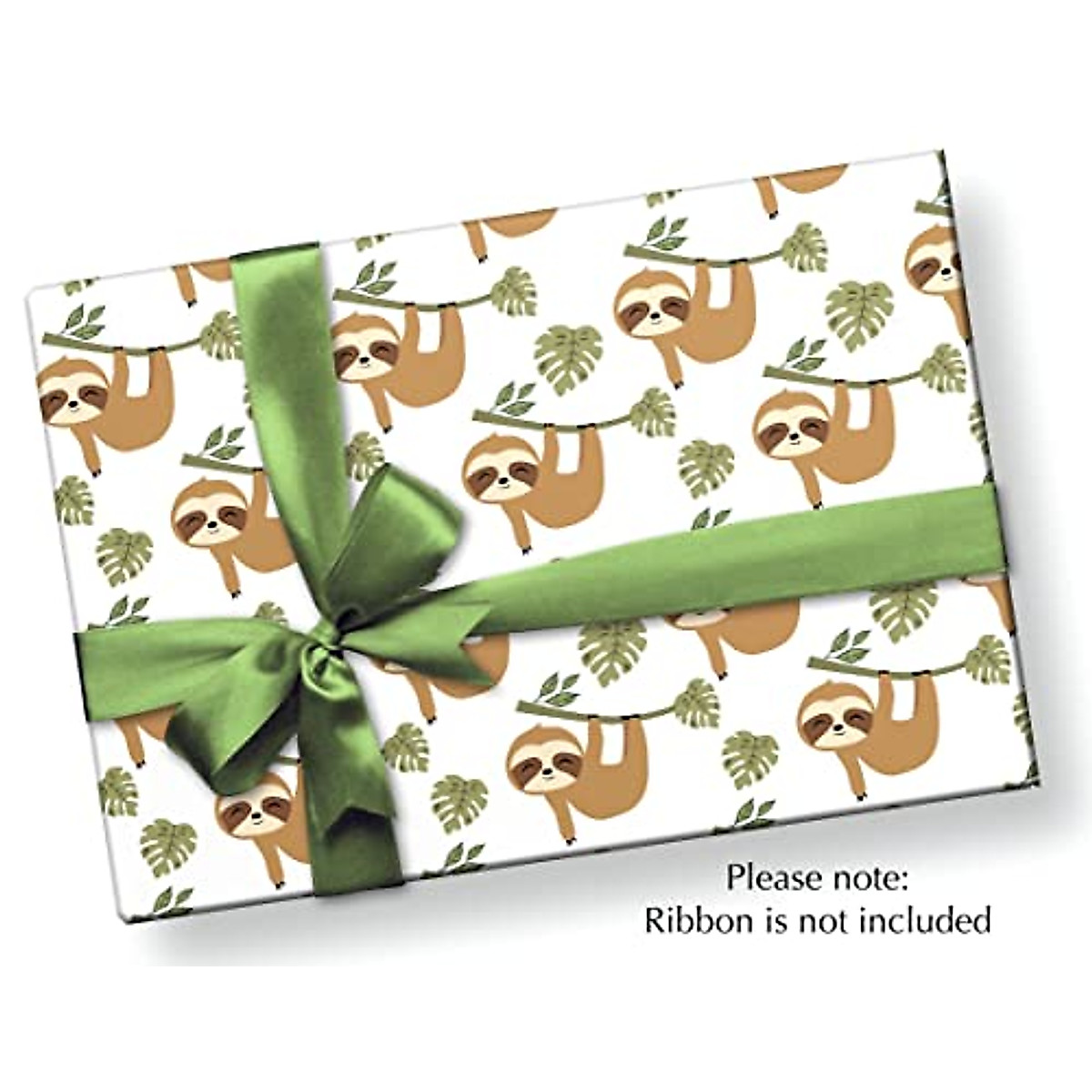 Stesha Party Sloth Wrapping Paper Gift Wrap for Kids - Folded Flat 30 x 20 Inch - 3 Sheets