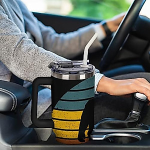 Retro Bigfoot Silhouette (1) 40 Oz Tumbler with Handle And Straw Lid,Insulated Reusable Stainless Steel Travel Glass Mug 40 Ounces