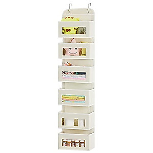 YOUDENOVA Over Door Organizer, 6-Shelf Nursery Hanging Organizers for Baby Essential, Closet Door Organizer for Dorm, Beige