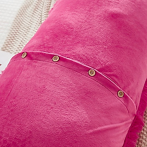 WERDIM Shaggy Fluffy Faux Fur Body Pillow Cover 21"x54" Button Closure Velvet Pillow Shams Throw Body Pillowcase Long Decorative Bed Pillow Case(Hot Pink, 21 X 54 Inches)
