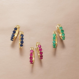 Ross-Simons Three Pair Gemstone Sterling Silver Huggie Hoop Earrings