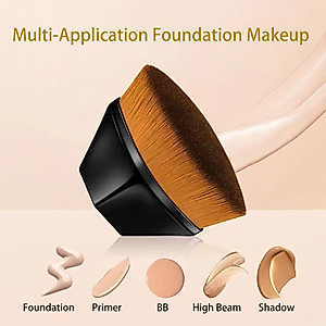 Foundation Makeup Brush for Blending Liquid, Cream Concealer or Flawless Cosmetics,makeup brushes with Bonus Protective Case, liquid foundation brush for face,foundation brush for liquid makeup(Black)