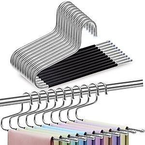Closet Organizers and Storage,10 Pack Pants Hangers Space Saving,Dorm Room Essentials for College Students Girls Guys,Home Essentials Clothes Hanger Strong Metal Hangers for Jeans,Slacks,Blanket,Scarf
