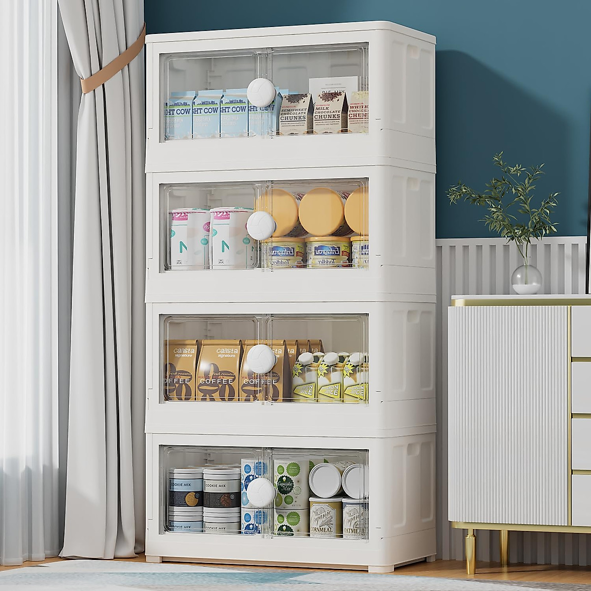 MQmaiqing Storage Bins with Lids, Large Plastic Storage Container, Clear Stackable Storage Bins, Organization and Storage Drawers, Containers for House Organizing, 27Gal, 4 Pack