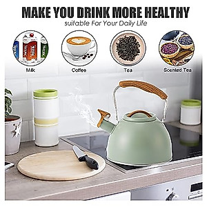 3L Whistling Tea Kettle for Stove Top,Teapot for Stovetop, Wooden Handle for Cool Toch▂20 * 23.5cm/7.78"*9.25"
