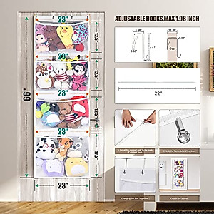 Stuffed Animal Storage Over The Door Organizer Stuffed Animal Net Or Hammock Hanging Organizer for Bedroom Bathroom Nursery Kids Room Toy Net Hammock for Stuffed Animals Holder with 4 Large Pockets