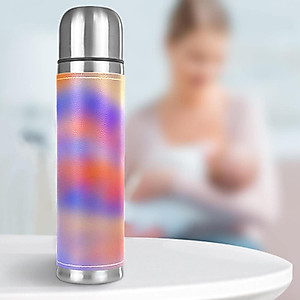 Stainless Steel Leather Vacuum Insulated Mug Color Texture Thermos Water Bottle for Hot and Cold Drinks Kids Adults 16 Oz