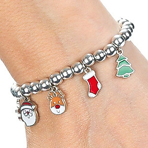 Baker Ross EF961 Christmas Charms - Pack of 24, Ideal for Jewelry, Bracelet, Necklace and KeychainMaking, Kids' Arts and Crafts, Gifts