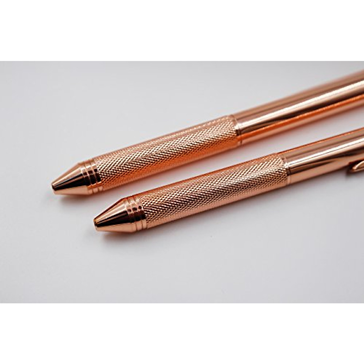 JASON YUEN 2PCS PACK 4 in 1 Multi-Function Pen 4 Colors Pen with 0.5mm Mechanical Pencil and Black/Red/Blue Ballpoint Pen in Gift Package (2PCS PACK, Rose gold)