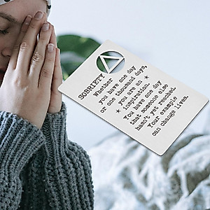 clesellix Sobriety Gifts for Women Men, Sobriety Gift Card Metal Wallet Insert Card, Addiction Recovery Gift AA Gift NA Gift 12 Step Gifts, Sober Anniversary Birthday Christmas Keepsake WSOC1