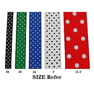 DXEUD Polka Dot Grosgrain Ribbon 25 Yard Each Roll 100% Polyester (3/8", Red)