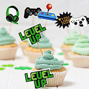 MIAHART 60 Pcs Video Game Themes Cake Toppers 6 Styles Cupcake Picks Decorations for Kids Gaming Birthday Fans Party Favors