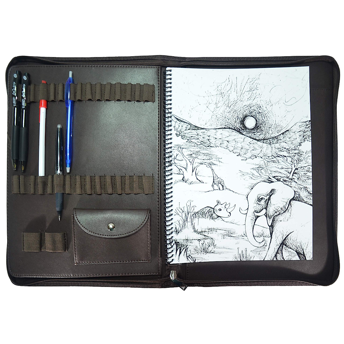 Canvas and Vegan Leather Artist Padfolio by Metier Life | Art Portfolio Organizer and Drawing Pad | Card and Art Material Storage with Included Sketch Book |