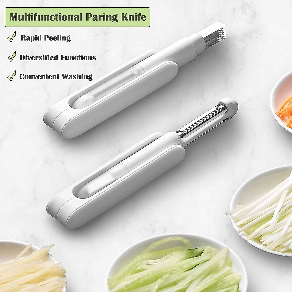 3 in 1 Multifunctional Rotary Paring Knife & Egg Shell Opener, 360°Rotating Peeler and Grater for Vegetable and Fruit
