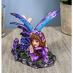 Ebros Fantasy Lavender Meadow Purple Girl Fairy Figurine 3.75" Long Faery FAE Pixie Garden Collectible Accessory