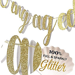 Bachelorette Party Decoration Set|Gold Glitter Engaged Banner|Honeycomb Diamond Ring Hanging Decorations(3pcs)|Wedding and Bridal Shower Decoration