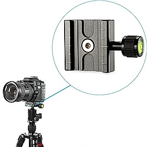 Neewer Aluminium 50mm Quick Release Plate QR Clamp 3/8-inch with 1/4-inch Adapter and Built-in Bubble Level