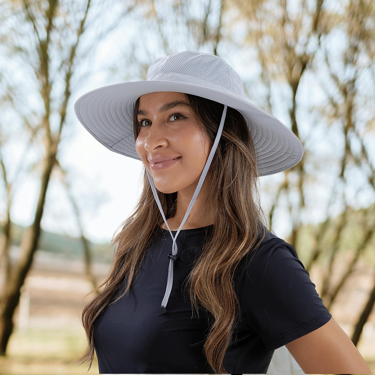 Home Prefer UPF50+ Mens Sun Hat Wide Brim Fishing Hat Airy Womens Sun Protection Hat Gardening Beach Bucket Hat Light Grey