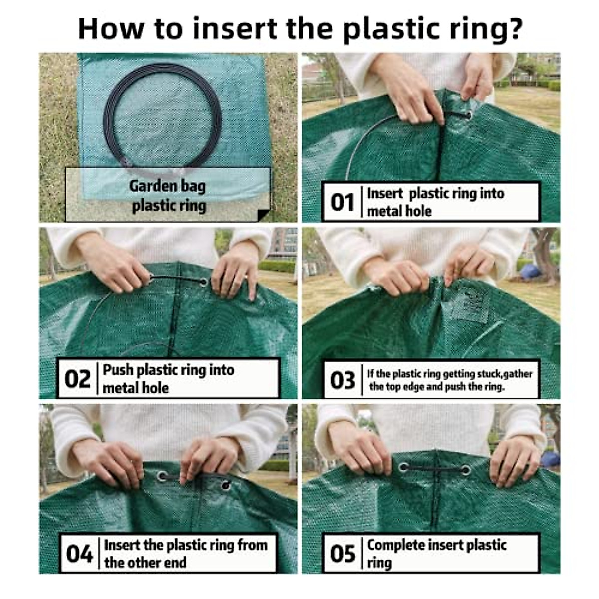 Pilntons 3 Pack 137 Gallons Reusable Yard Waste Bags with Double Bottom Extra Large Leaf Lawn Bags Reusable Heavy Duty With 4 Handles Garden waste Bags Containers for Debris Grass Clipping