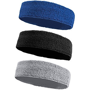 Mens Headband, Horuhue 3 Pack Men Athletic Sport Headband Soft Moisture Wicking Headband for Men Workout Sweatband for Running, Crossfit, Cycling, Yoga, Basketball