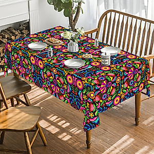 Horaldaily Mexico Tablecloth 60x84 Inch Rectangular, Cinco De Mayo Fiesta Washable Table Cover for Party Picnic Dinner Decor