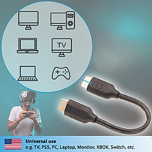 valonic Short HDMI Cable - 0.6 ft, 4k, high Speed, Ultra HD, ethernet - Compatible with Nintendo, PS5, TV, PS4, Xbox, Black, Small, Thin