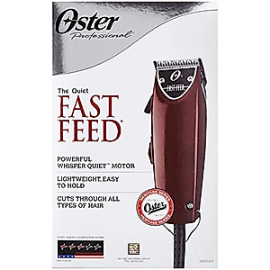 Oster Fast Feed Hair Clipper with Whisper-Quiet Motor, and Cryogen-X Blade Adjusts from (Size 000) to Medium Length (Size 1), Lightweight and Ergonomically Designed