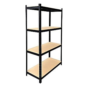 4-Tier Storage Shelving Unit (63.77 x 31.5 x 15.75) inch, Indoor/Outdoor, Heavy Duty Steel Storage Shelving Unit, Black