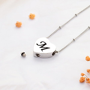 XIUDA Cremation Jewelry for Ashes Personalized Initial Heart Urn Necklace for Women Men Stainless Steel Keepsake Memorial Pendant for Human Ashes