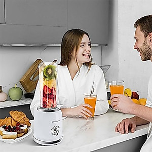 Geniuslix Personal Blender for Smoothies & Shakes - Portable Mini Smoothie Blender with BPA-Free 2 Travel Bottles 20 oz with Lids, 2 Speed Manual Control & Pulse Function, 6 Stainless Steel Blades for Crushing Ice - 300 Watts.