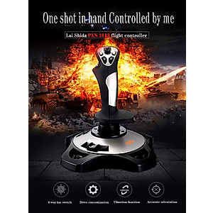 PXN Flight simulator controls 2113 pc flight joystick controls with Vibration Function and Throttle Controls Wired Flight Stick for PC Windows XP/VISTA/7/8/10/Computer/Laptop(PC only)